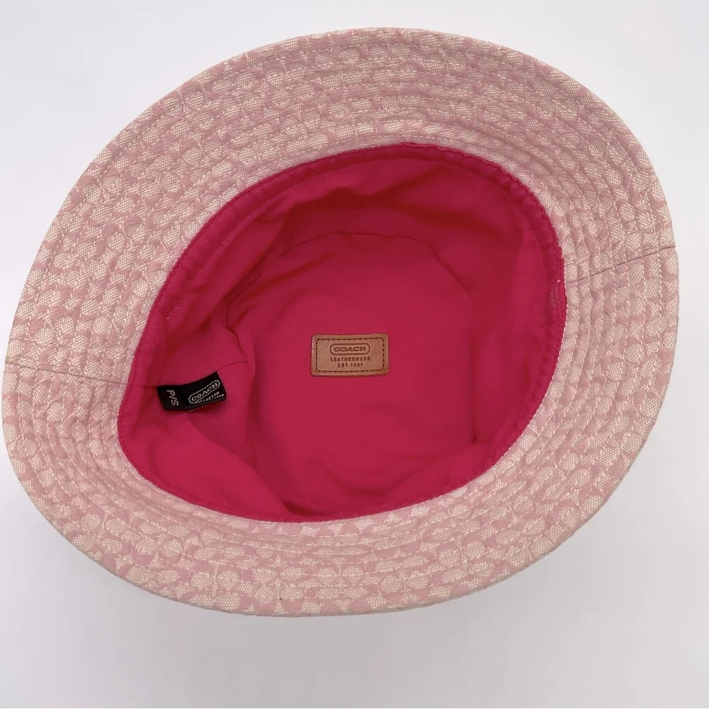 Coach | Accessories | Coach Pink Signature Jacquard Bucket Hat Ps ...